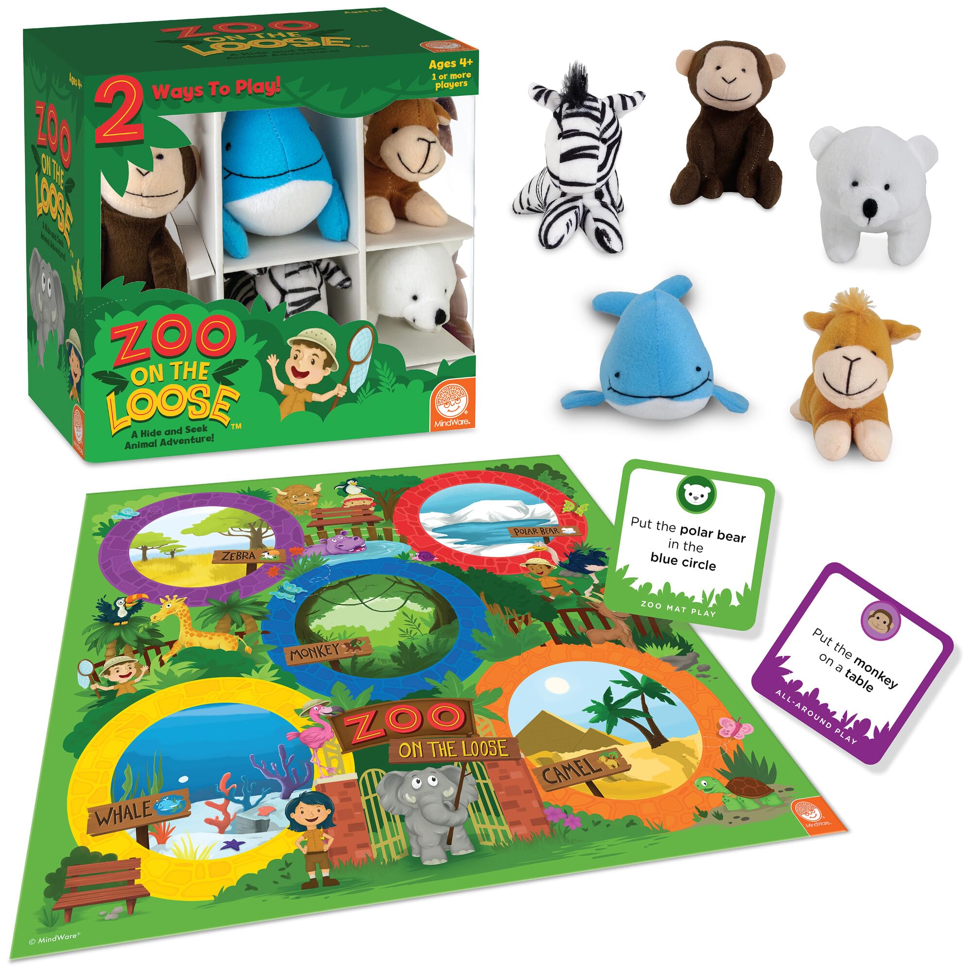 MindWare Zoo On The Loose Preschool Game - Zoo Keeper Adventure with Stuffed Animals - Ages 4+