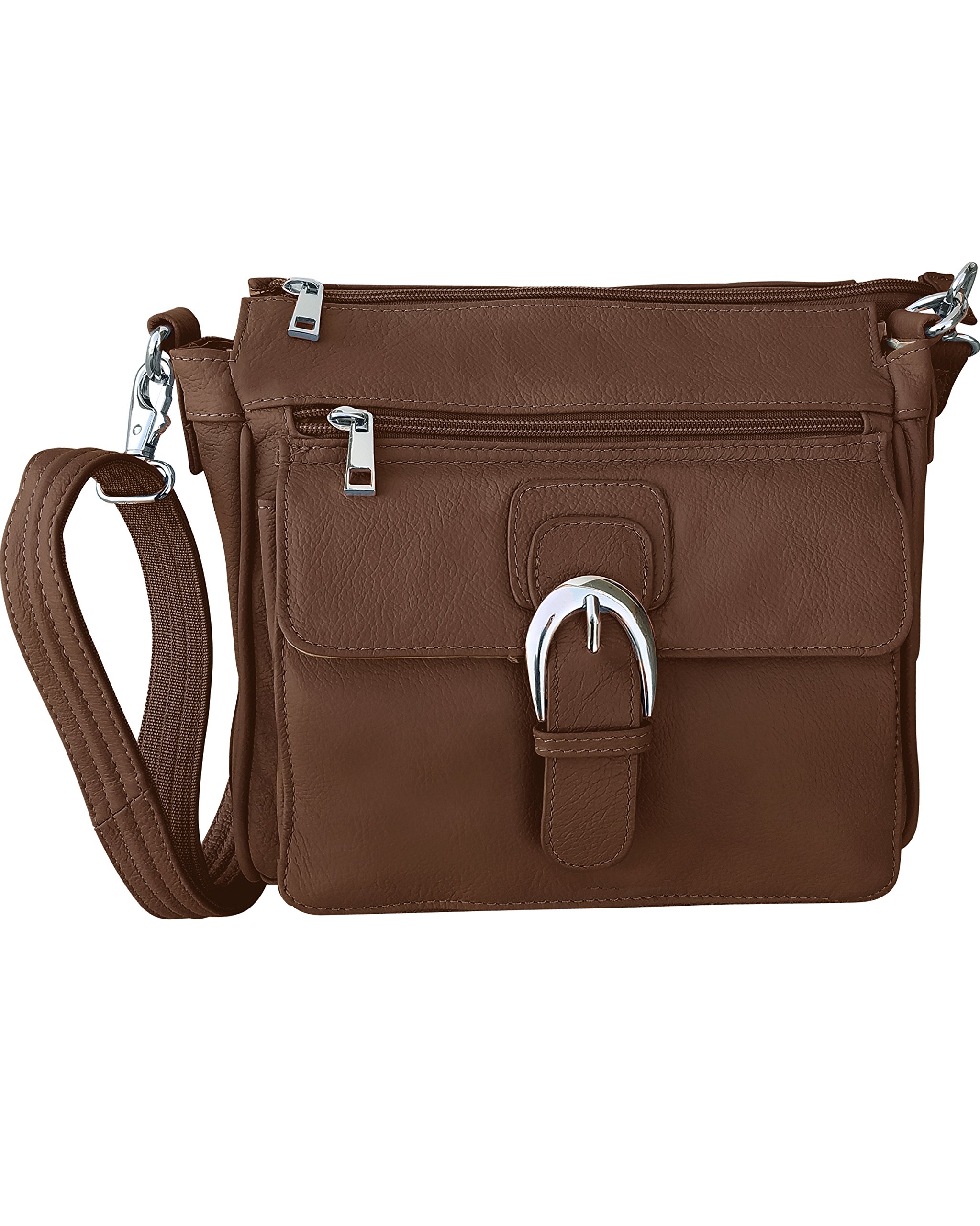 Roma Leathers Concealment Purse w/Buckle (Brown)