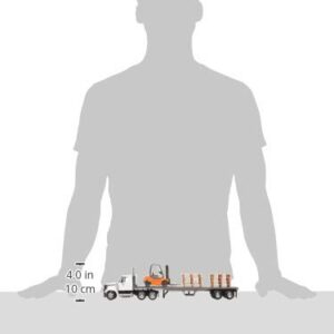 New-Ray 16643 Newray 1: 43 Long Haul Trucker - International Lonestar Flatbed with Forklift & Pallets, White,unisex-children