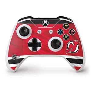 skinit decal gaming skin compatible with xbox one s controller - officially licensed nhl new jersey devils home jersey design