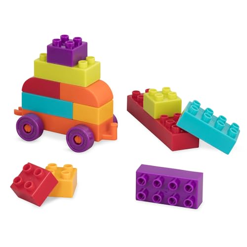 Battat – Building Blocks & Wagon – 55-Piece Block Set – Construction Playset For Kids, Toddlers – Developmental Toy – 18 Months + – Locbloc Wagon