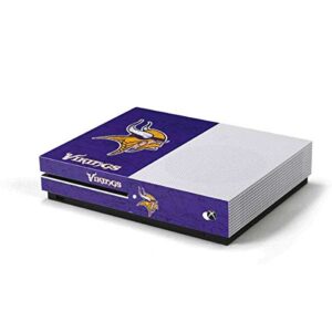 skinit decal gaming skin compatible with xbox one s console - officially licensed nfl minnesota vikings distressed design