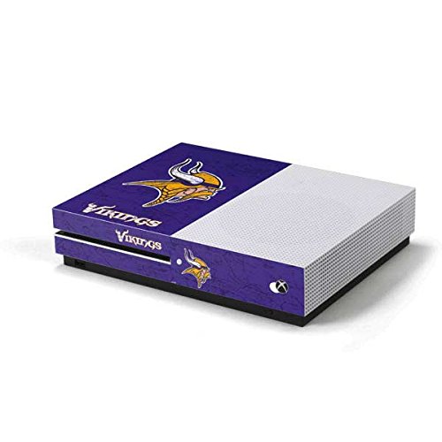 Skinit Decal Gaming Skin Compatible with Xbox One S Console - Officially Licensed NFL Minnesota Vikings Distressed Design