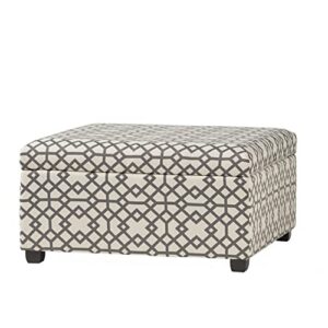 christopher knight home tempe fabric storage ottoman, grey geometric patterned