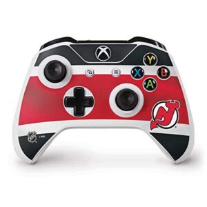 skinit decal gaming skin compatible with xbox one s controller - officially licensed nhl new jersey devils jersey design