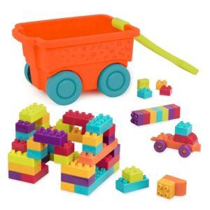 battat – building blocks & wagon – 55-piece block set – construction playset for kids, toddlers – developmental toy – 18 months + – locbloc wagon