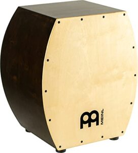 meinl jumbo arch bass cajon box drum with internal snares - not made in china - maple frontplate / hardwood body in vintage wine barrel finish, 2-year warranty (subcaj8vwb-m)