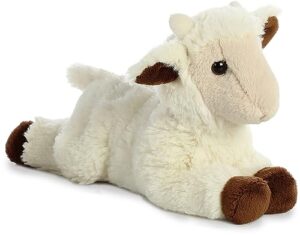 aurora® adorable mini flopsie™ goat kid stuffed animal - playful ease - timeless companions - white 8 inches