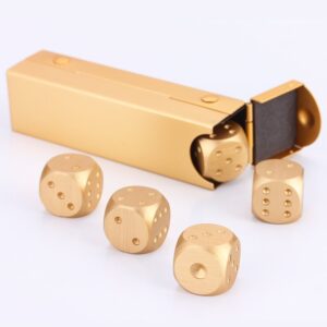 eoocvt 5 in 1 Precision Aluminum Alloy Solid Metal Dices Poker Party Game Toy Portable Dice Man Boyfriend Gift - Gold Rectangle