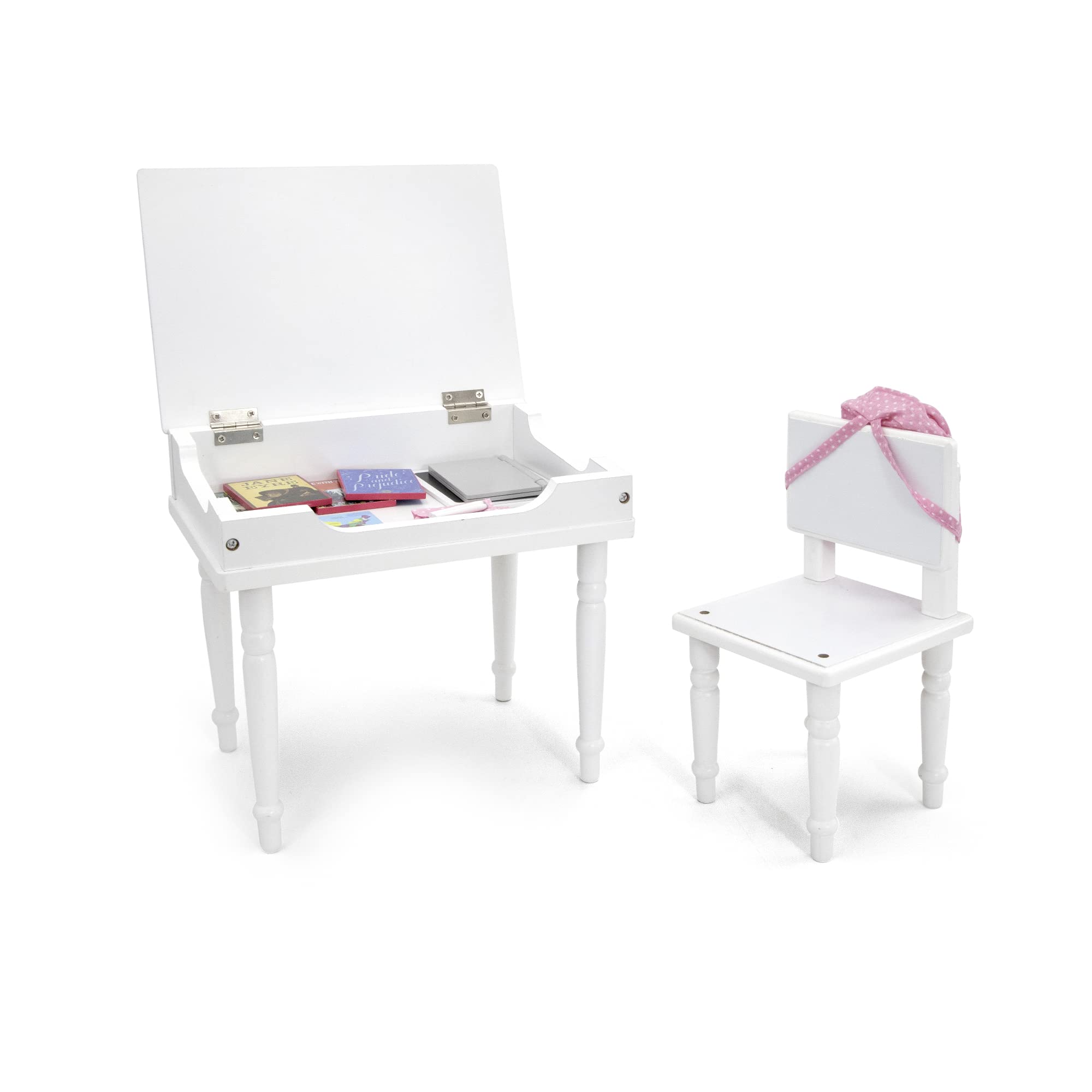 Playtime by Eimmie 18 Inch Doll Furniture - School Desk & Classroom American Girl Doll School Accessories - Fits American, Generation, My Life and Similar 14"-18" Girl Dolls - White Wood Playset