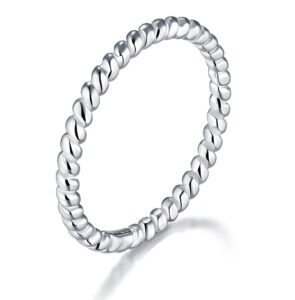 boruo 925 sterling silver ring, twisted eternity band stackable rings 2mm size 7