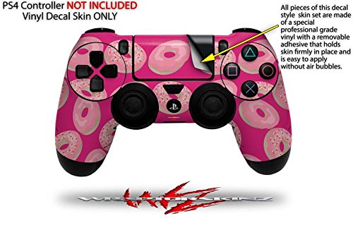 WraptorSkinz Vinyl Decal Skin Compatible with Sony PS4 Controller PlayStation 4 Original Slim and Pro Donuts Hot Pink Fuchsia (Controller NOT Included)