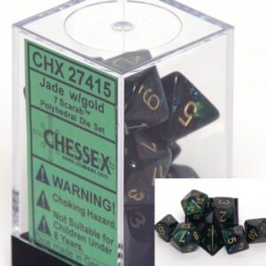 Chessex Dice Polyhedral 7-Die Scarab Set - Jade with Gold Chx-27415