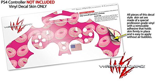 WraptorSkinz Vinyl Decal Skin Compatible with Sony PS4 Controller PlayStation 4 Original Slim and Pro Donuts Hot Pink Fuchsia (Controller NOT Included)