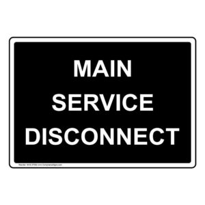 compliancesigns.com main service disconnect label decal, 5x3.5 in. 4-pack vinyl for electrical