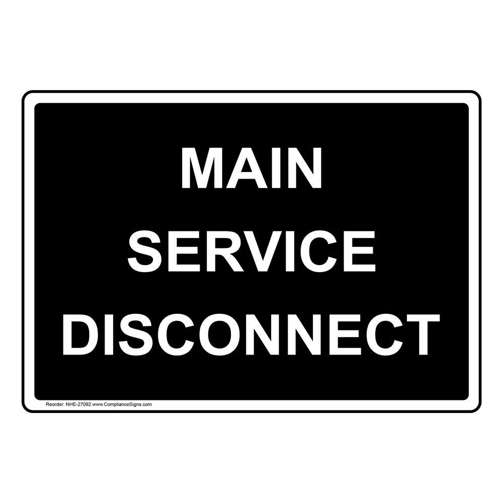 ComplianceSigns.com Main Service Disconnect Label Decal, 5x3.5 in. 4-Pack Vinyl for Electrical