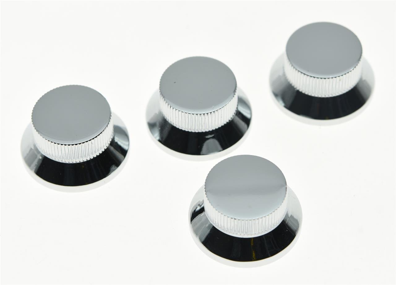 KAISH 4pcs Chrome LP Metal Bell Knobs Push On Guitar Bass Top Hat Knob for 5.8mm Split Shafts