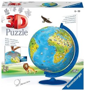 ravensburger children's world globe 180 piece 3d jigsaw puzzle | easy click technology | displayable art | perfect for kids and adults | 10.5 in diameter