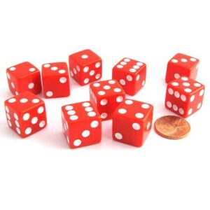 koplow games set of 10 six sided d6 16mm standard dice red