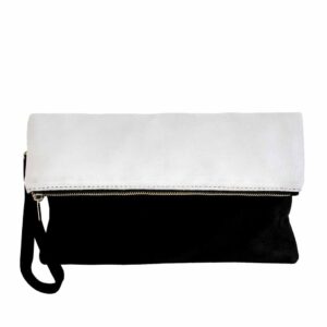 soft faux suede colorblock wristlet,ivory large