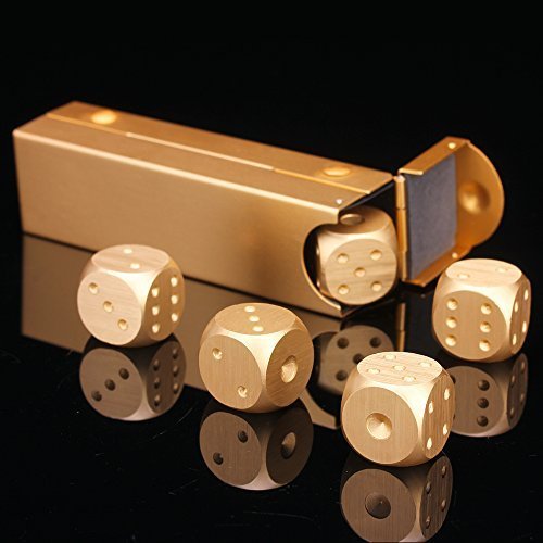 eoocvt 5 in 1 Precision Aluminum Alloy Solid Metal Dices Poker Party Game Toy Portable Dice Man Boyfriend Gift - Gold Rectangle