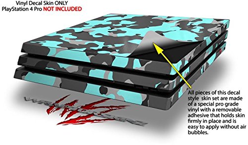 WraptorSkinz PS4 Pro Skin WraptorCamo Old School Camouflage Camo Neon Teal - Decal Style Skin Wrap fits Sony PlayStation 4 Pro Console