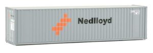 walthers scenemaster ho scale model of nedlloyd (gray, orange, black) 40' hi cube corrugated container w/flat roof,949-8219