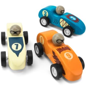 Wooden Wonders Pack of 3 Pull-Back Derby Racers Predators Pack by Imagination Generation