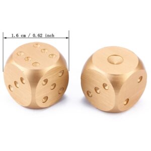 eoocvt 5 in 1 Precision Aluminum Alloy Solid Metal Dices Poker Party Game Toy Portable Dice Man Boyfriend Gift - Gold Rectangle