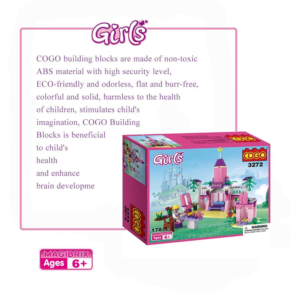 Dream Girls Building Blocks Toys King Prince Princess Pink Palace and Castle Building Sets for Boys and Girls Preschool Educational Toys 178 Pcs 3272