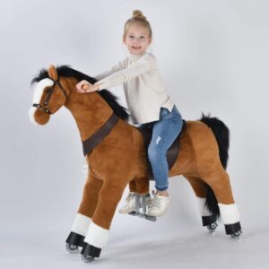 ufree large mechanical rocking horse toy, ride on bounce up and down and move, 44 inch for children 6 to adult (black mane and tail)