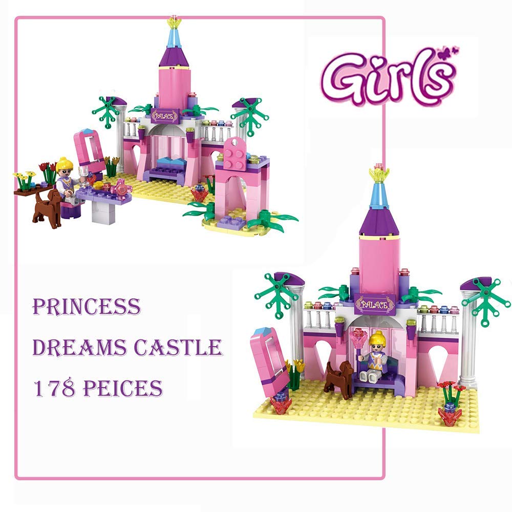 Dream Girls Building Blocks Toys King Prince Princess Pink Palace and Castle Building Sets for Boys and Girls Preschool Educational Toys 178 Pcs 3272