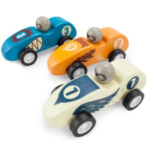 wooden wonders pack of 3 pull-back derby racers predators pack by imagination generation