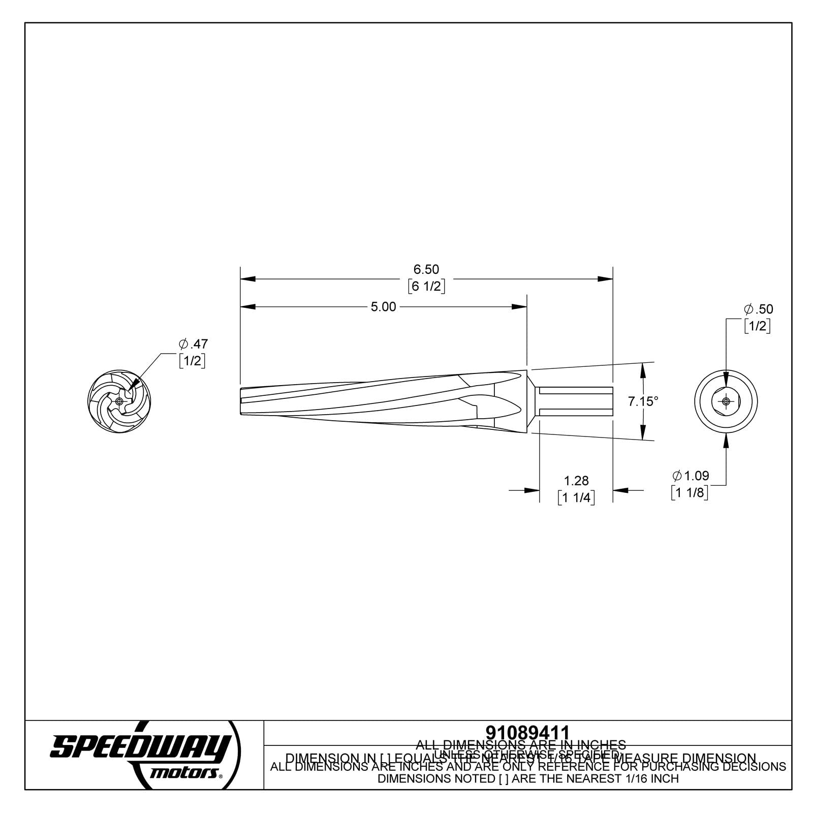 Speedway Motors Tapered Ball Joint Reamer, 7 Degree, High-Speed Steel Construction, Proper Fitting for Ball Joints & Tie Rod Ends, 1/2" Shank, Long-Lasting"