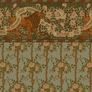 dollhouse wallpaper - arts and crafts lion and dove frieze with briar rose wall