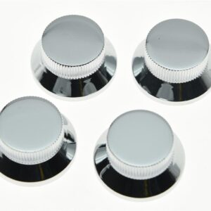 KAISH 4pcs Chrome LP Metal Bell Knobs Push On Guitar Bass Top Hat Knob for 5.8mm Split Shafts