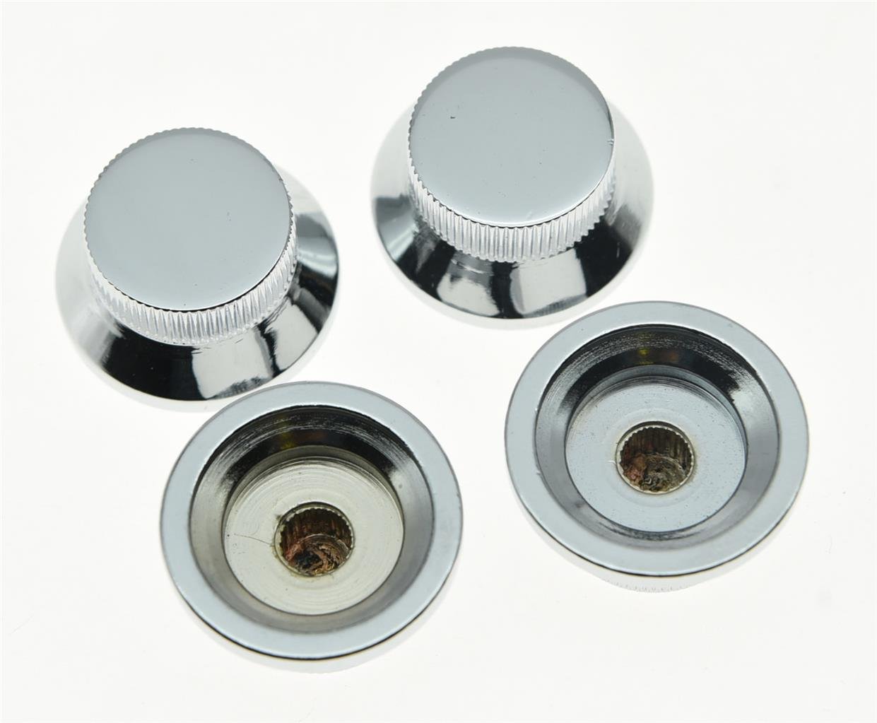 KAISH 4pcs Chrome LP Metal Bell Knobs Push On Guitar Bass Top Hat Knob for 5.8mm Split Shafts