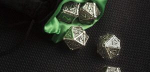 q workshop metal mythical 7 polyhedral ornamented dice set