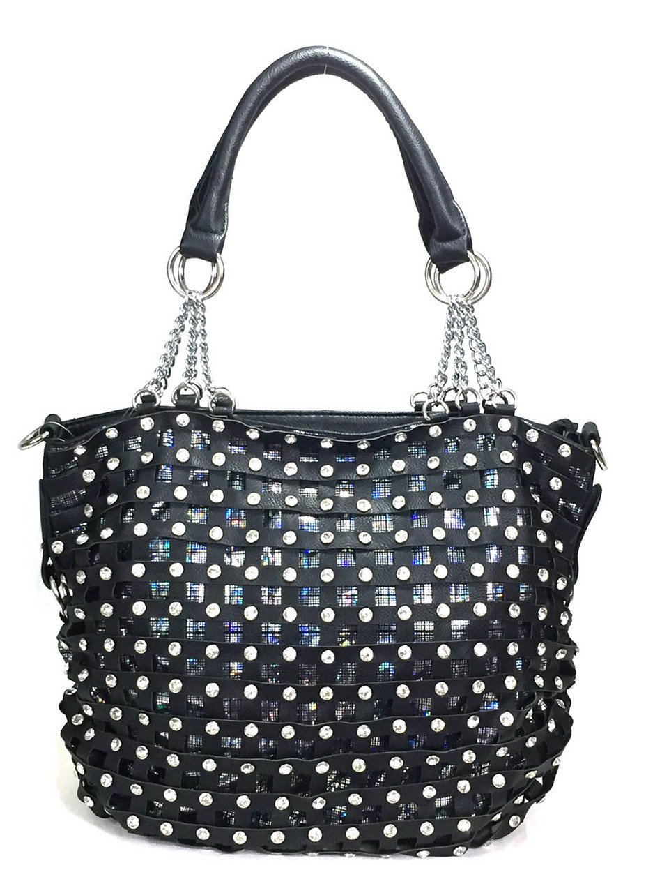 Zzfab Premium Classic Net Bling Handbag Black