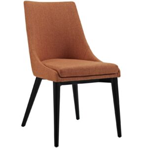 modway viscount mid-century modern upholstered fabric kitchen and dining room chair in orange