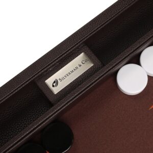 16-inch Premium Backgammon Set - Dark Brown Board, White and Orange Points