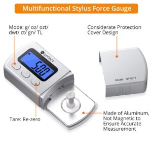 Neoteck Digital Turntable Stylus Force Scale Gauge 0.01g/5.00g Blue LCD Backlight for Tonearm Phono Cartridge - Silver