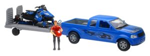 new-ray toys pick up truck with polaris snowmobile