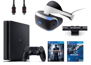 playstation vr bundle 4 items:vr headset,playstation camera,playstation 4 slim 500gb console - u,vr game disc psvr driveclub ncharted 4