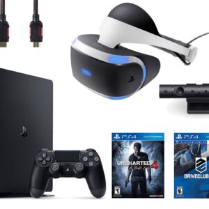 PlayStation VR Bundle 4 Items:VR Headset,Playstation Camera,PlayStation 4 Slim 500GB Console - U,VR Game Disc PSVR DriveClub ncharted 4