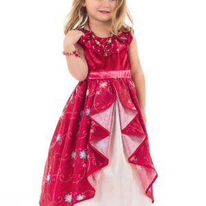 Little Adventures Ruby Princess Dress Up Costume (Medium Age 3-5) - Machine Washable Child Pretend Play and Party Dress with No Glitter