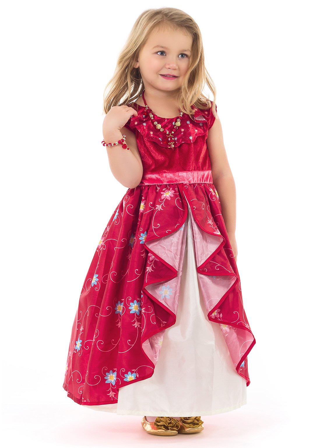 Little Adventures Ruby Princess Dress Up Costume (Medium Age 3-5) - Machine Washable Child Pretend Play and Party Dress with No Glitter