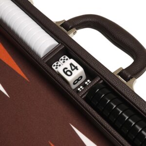 16-inch Premium Backgammon Set - Dark Brown Board, White and Orange Points