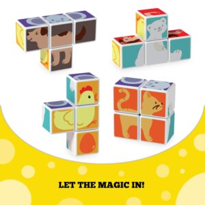 GEOMAG MagiCube Animal Friends 4-Piece Magnetic Cubes Building Set, Toddlers & Kids Ages 1.5+, STEM-Endorsed Educational Toy, Swiss-Made, Creativity & Early Learning Fun, 6 Adorable Building Ideas