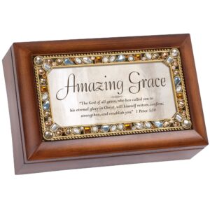 cottage garden amazing grace eternal glory wood finish petite jeweled music box plays amazing grace